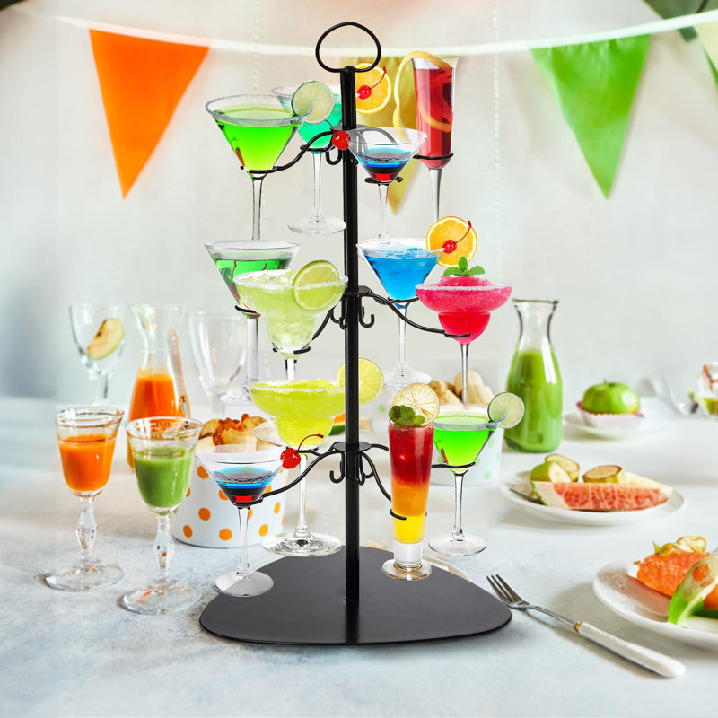 17 Stories Cocktail Tree Stand, Champagne Glass Holder, 3 Tier - 12 ...