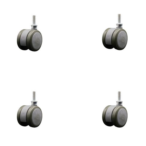 Service Caster 2 Inch Floor Safe Twin Wheel Casters 5/16 Threaded Stem ...