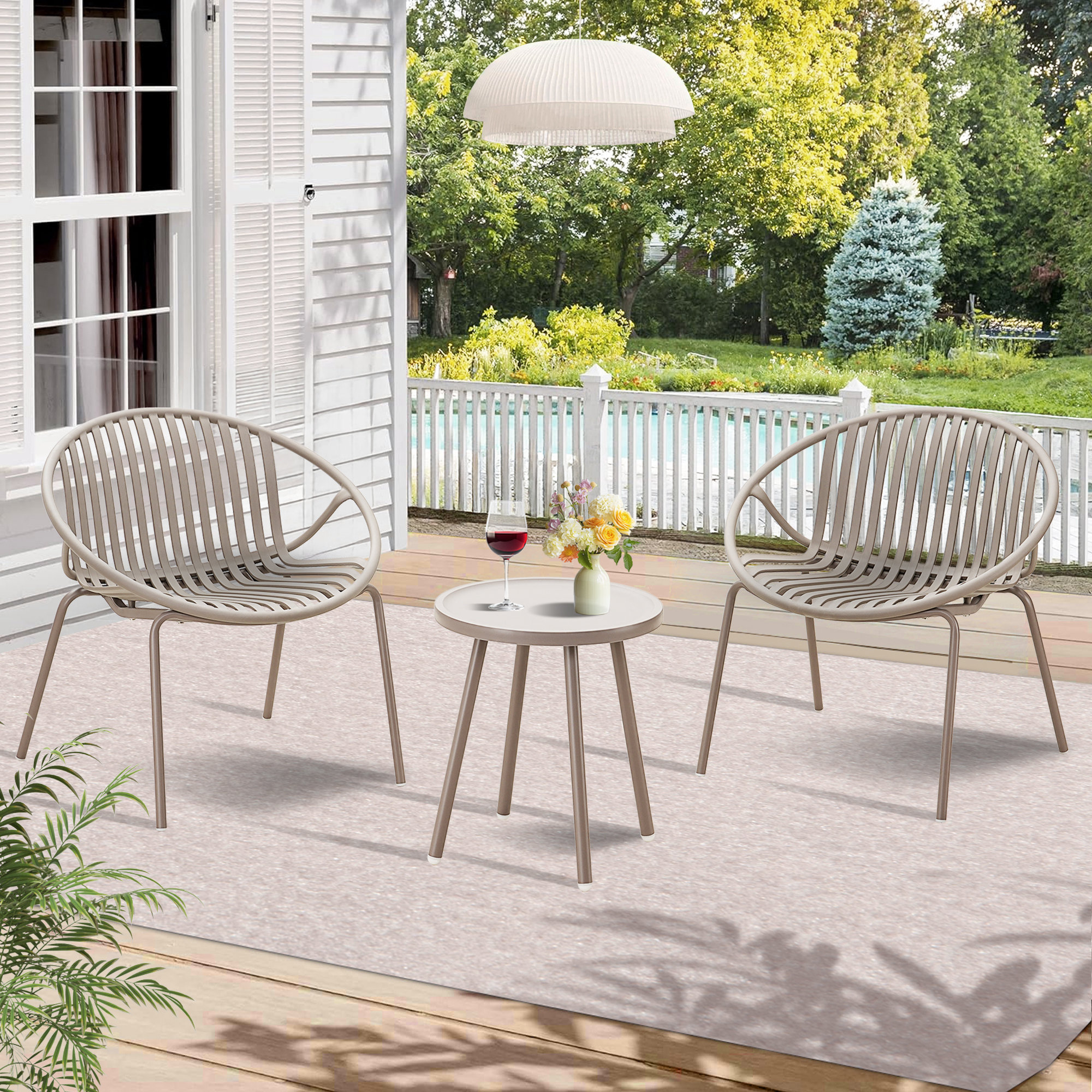 beige bistro set