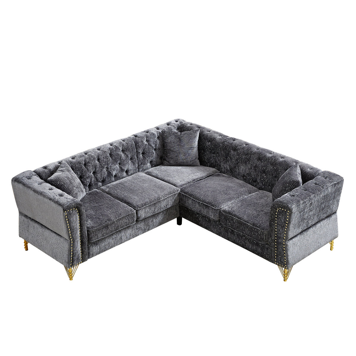 NFusion Reign 81.6-Inch Chenille L-Shaped Sectional Sofa | Wayfair