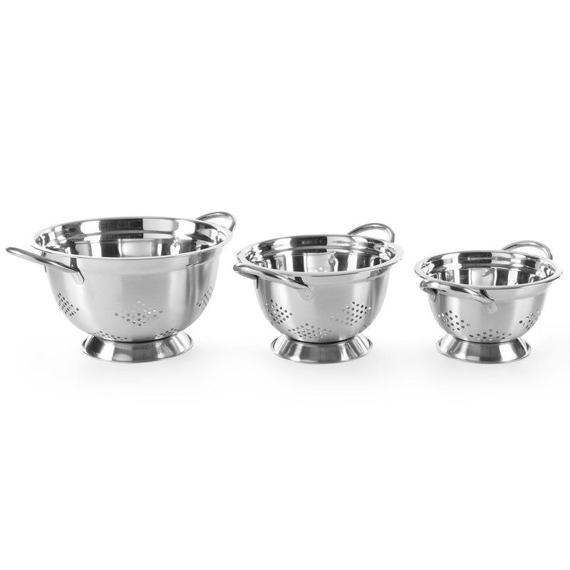 Oster Metaline 3 Piece Stainless Steel Kitchen Colander Set In Silver ...