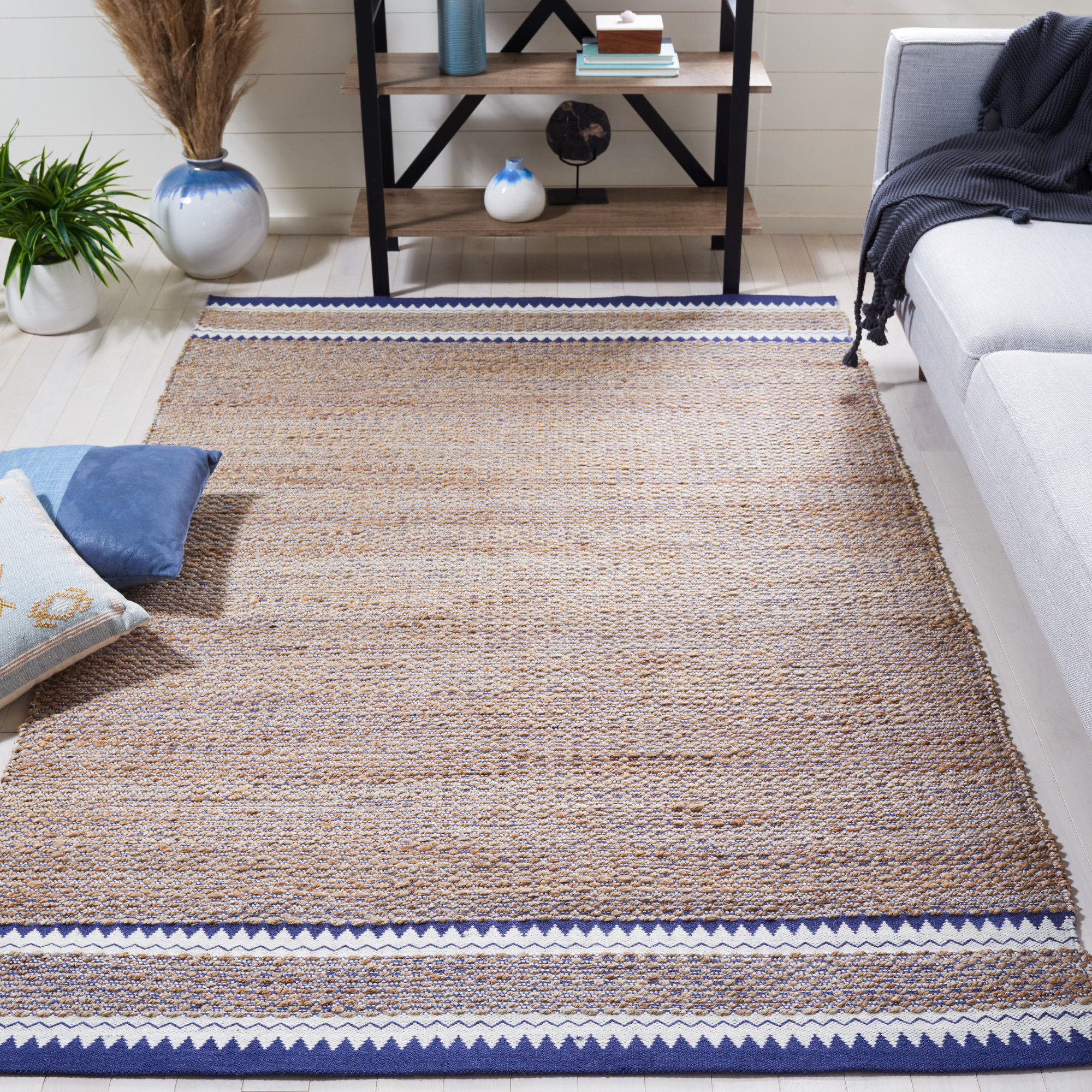 Longshore Tides Krew Natural Fiber Hand Woven Jute/Wool Geometric Rug ...