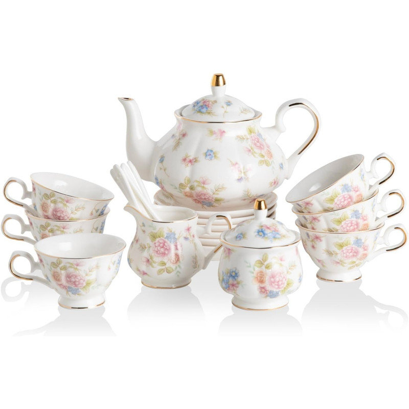 Bloomsbury Market Vintage British Porcelain Tea Set - 6-Person Service ...