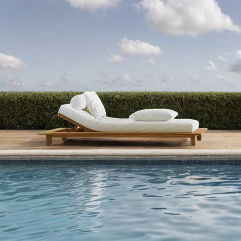 Elegance Furnishings Outdoor Pool Loungers Solid Wood Hotel Villa ...