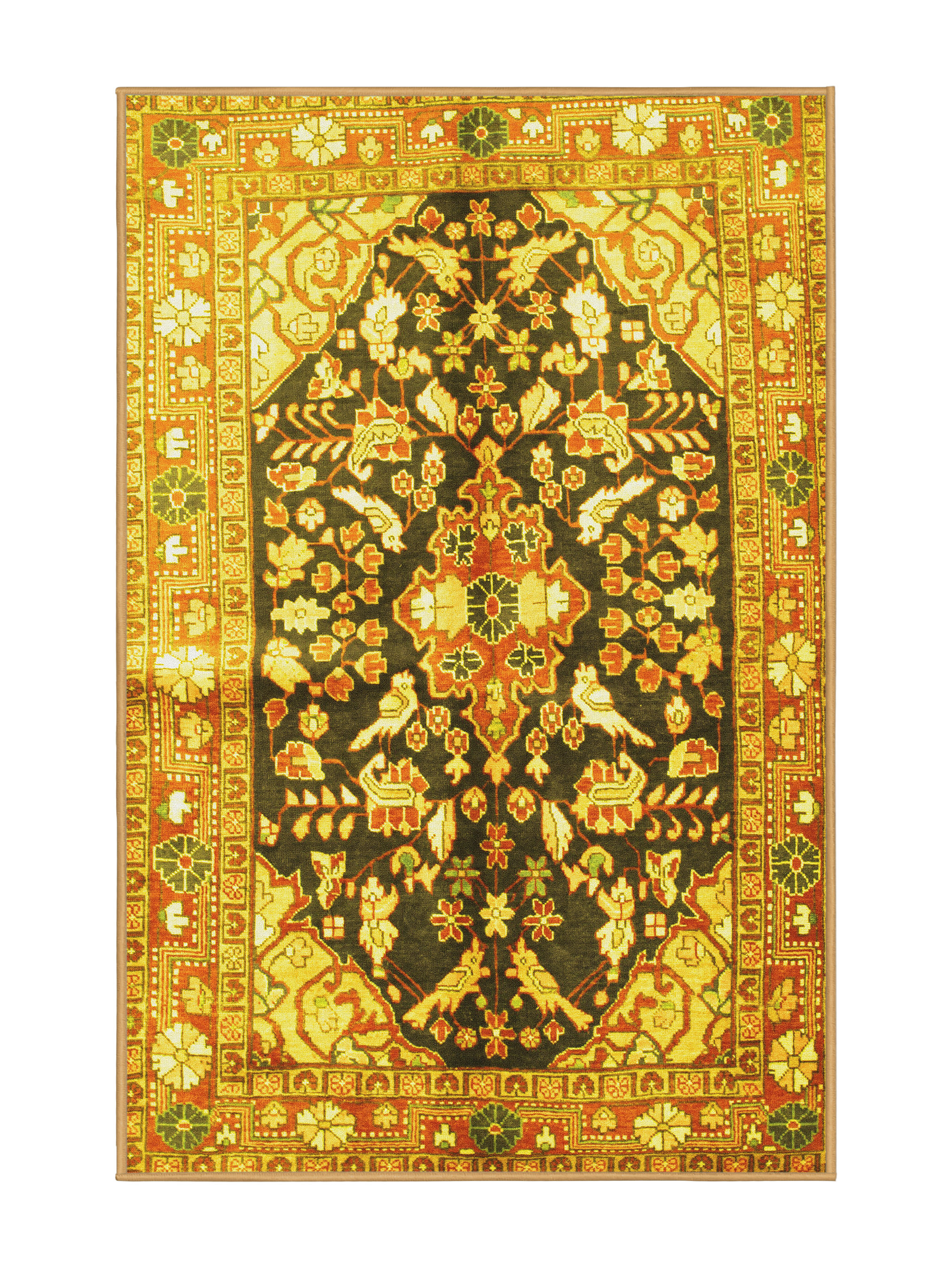 Bungalow Rose Traditional 196 Yellow Machine Washable Area Rugs | Wayfair