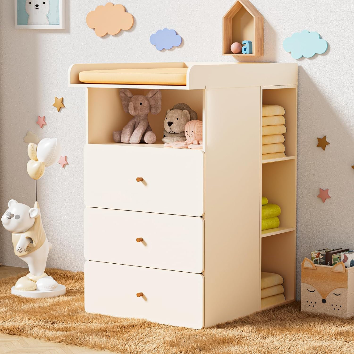 linor Baby Changing Table, Baby Dresser With Removable Nappy Tray And ...