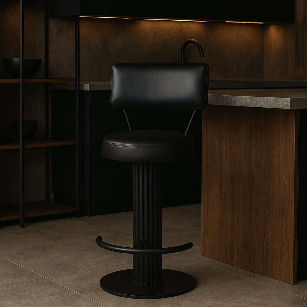 Hokku Designs Karl Leather Pedestal Counter Height Barstool With Fluted ...