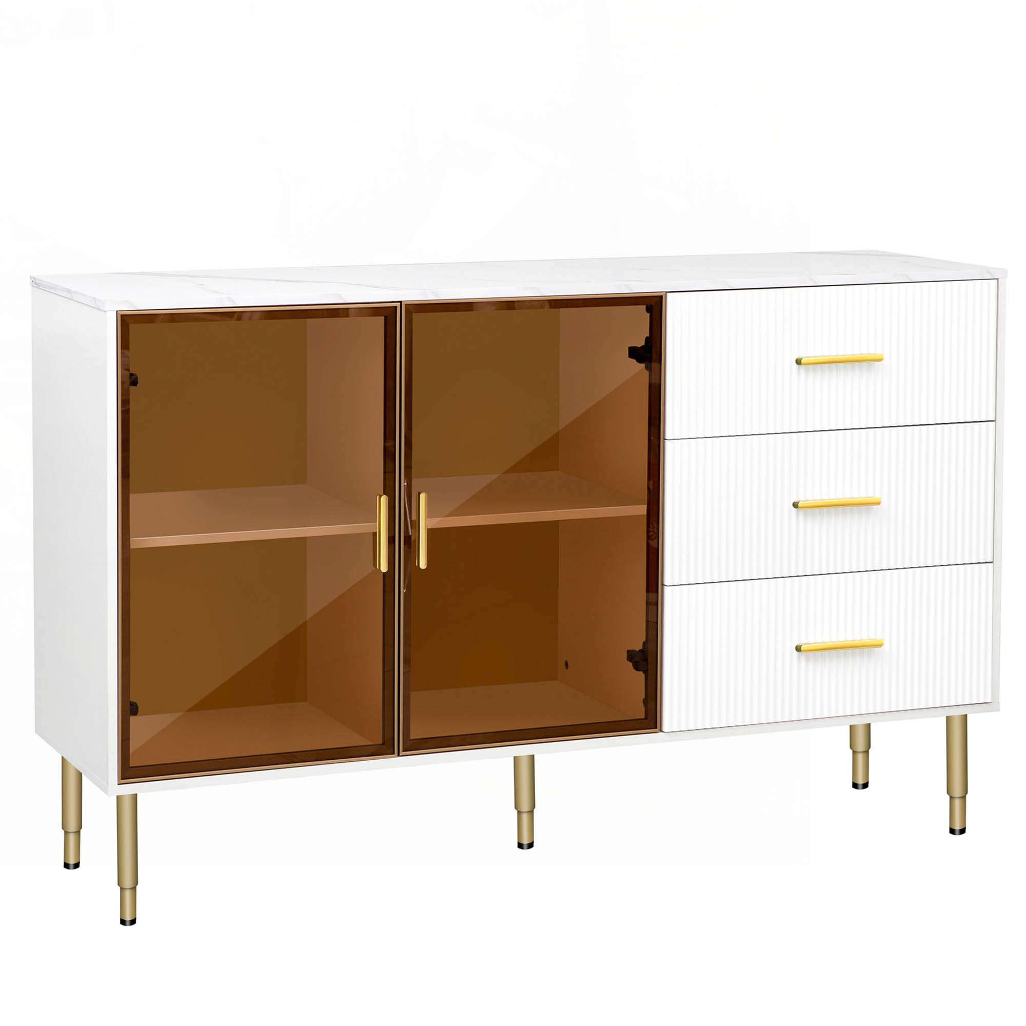 Everly Quinn Wood Console Table with Gold Metal Legs,Handles | Wayfair