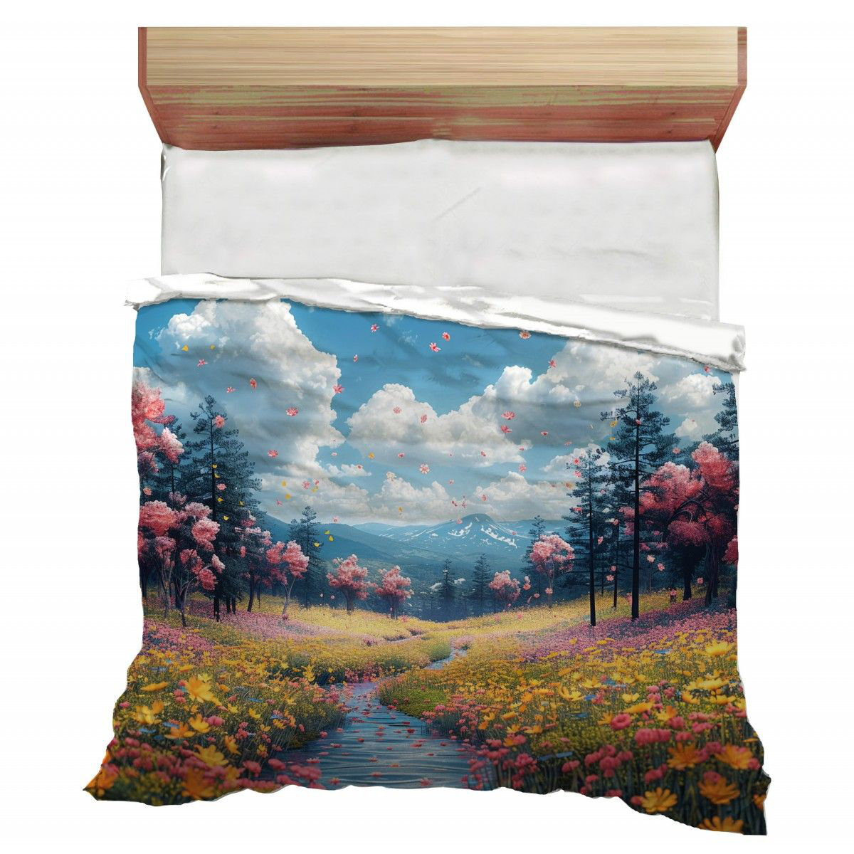 VisionDecor Landscape Bedding Nature Comforter Floral abundance | Wayfair