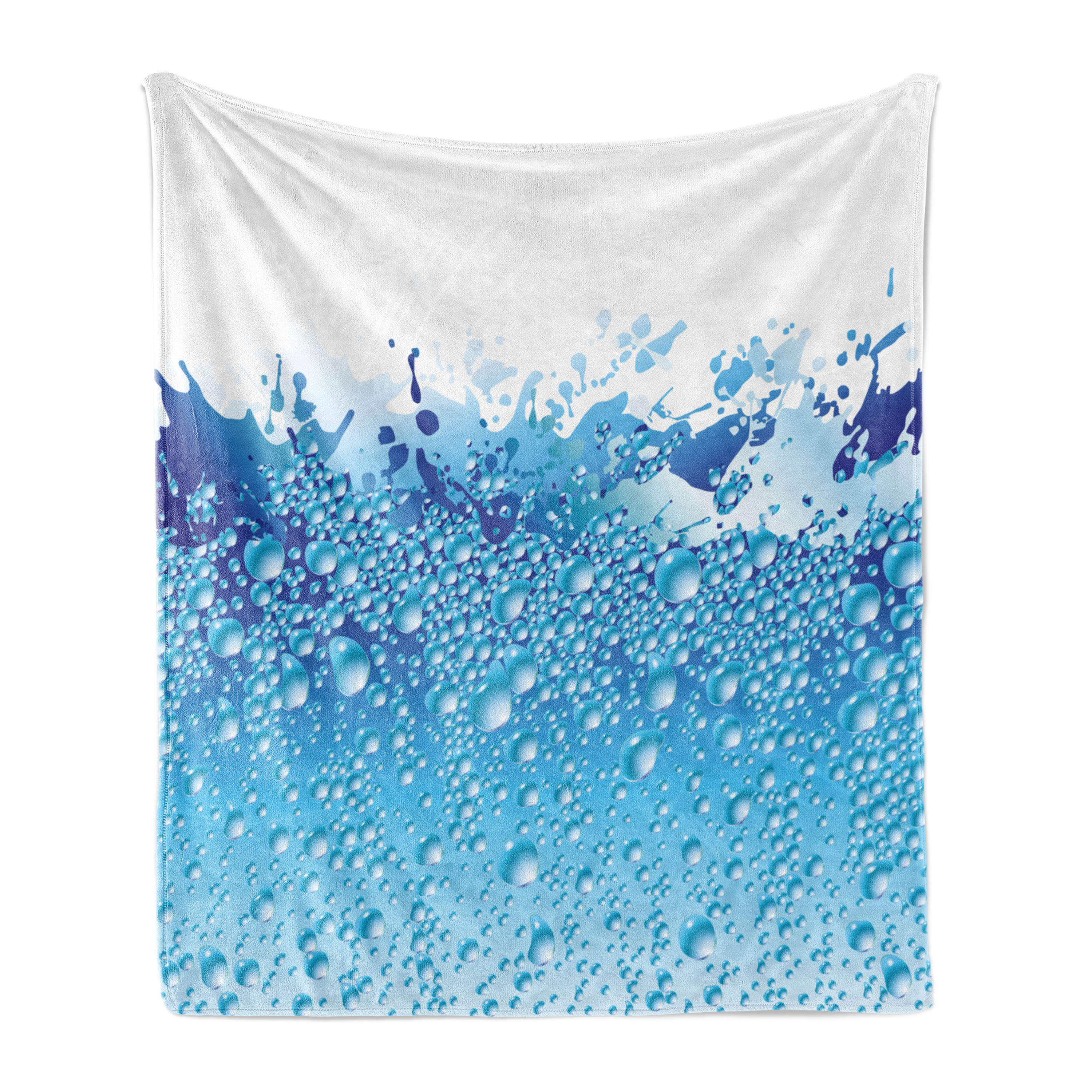 Ambesonne Modern Fleece Throw Blanket Bubbles Splashes Drops Dark Blue ...
