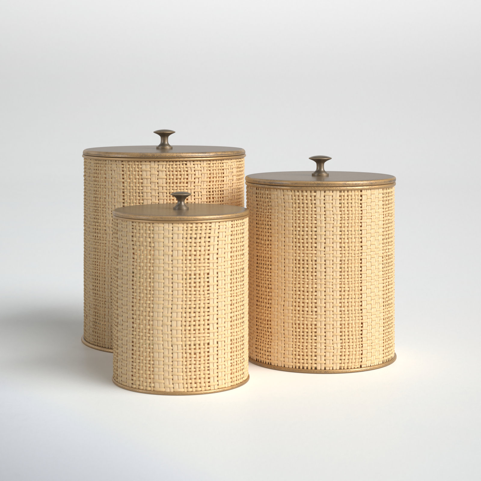 Birch Lane™ Handmade Woven Decorative Jars With Bronze Metal Lids | Wayfair