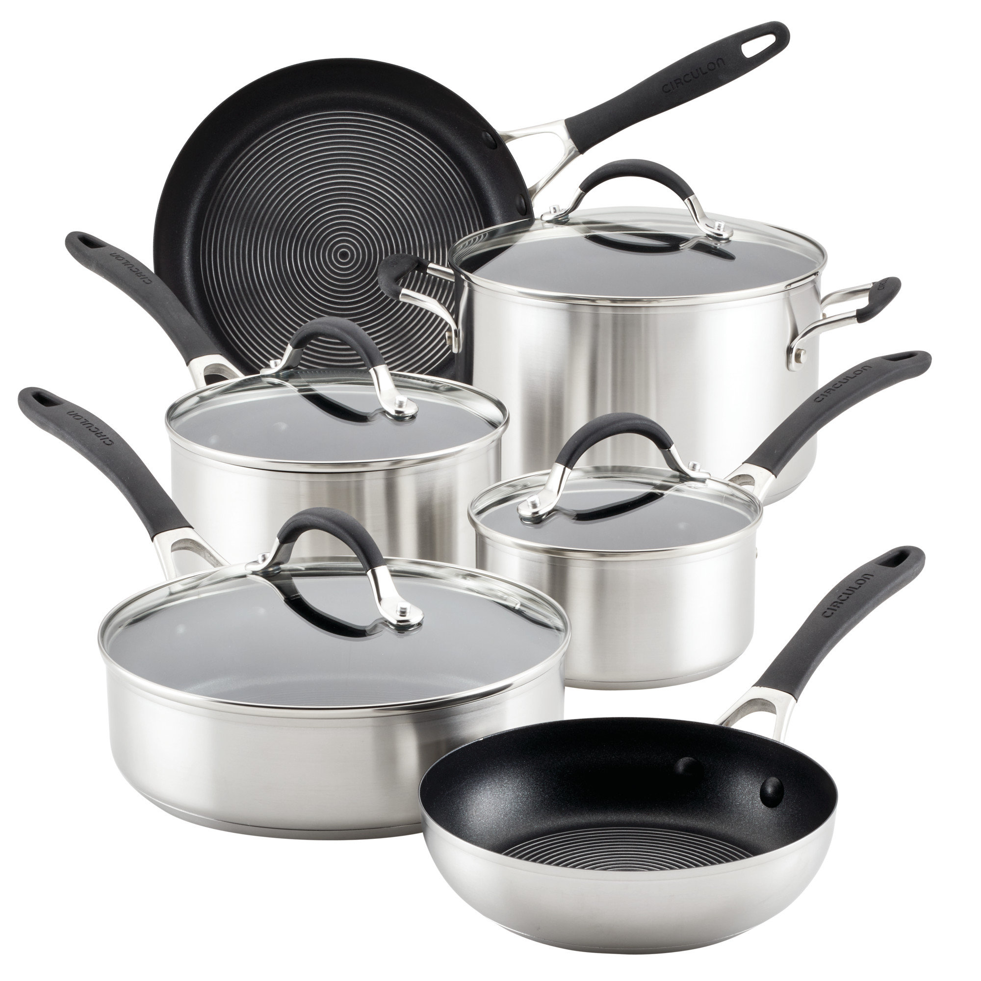 Circulon Stainless Steel Induction Cookware Set With Steelshield Hybrid ...