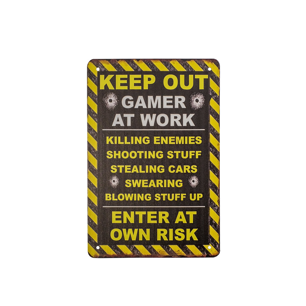 Trinx Caution Keep Out Gamer At Work Metal Wall Sign Funny Dorm Bedroom ...
