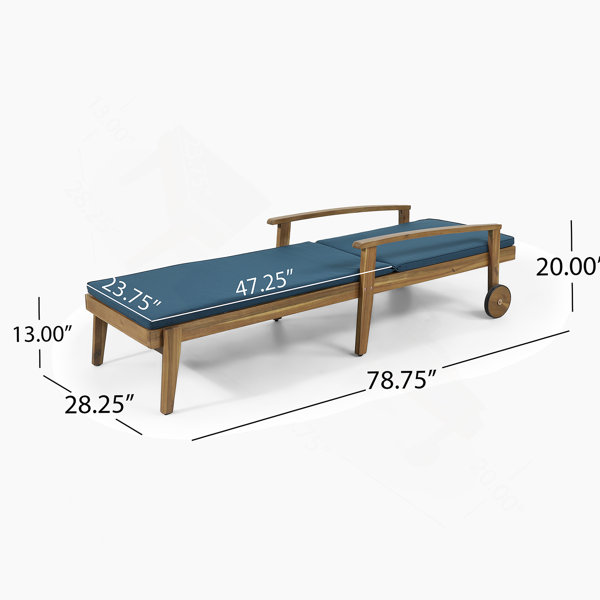 Latitude Run® Durable Acacia Wood Chaise Lounge With Adjustable ...