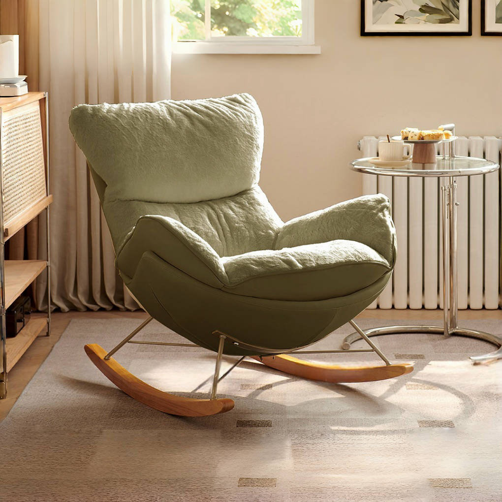 Axis Living Eggshell Chair Single Rocking Chair Solid Wood Rocking ...