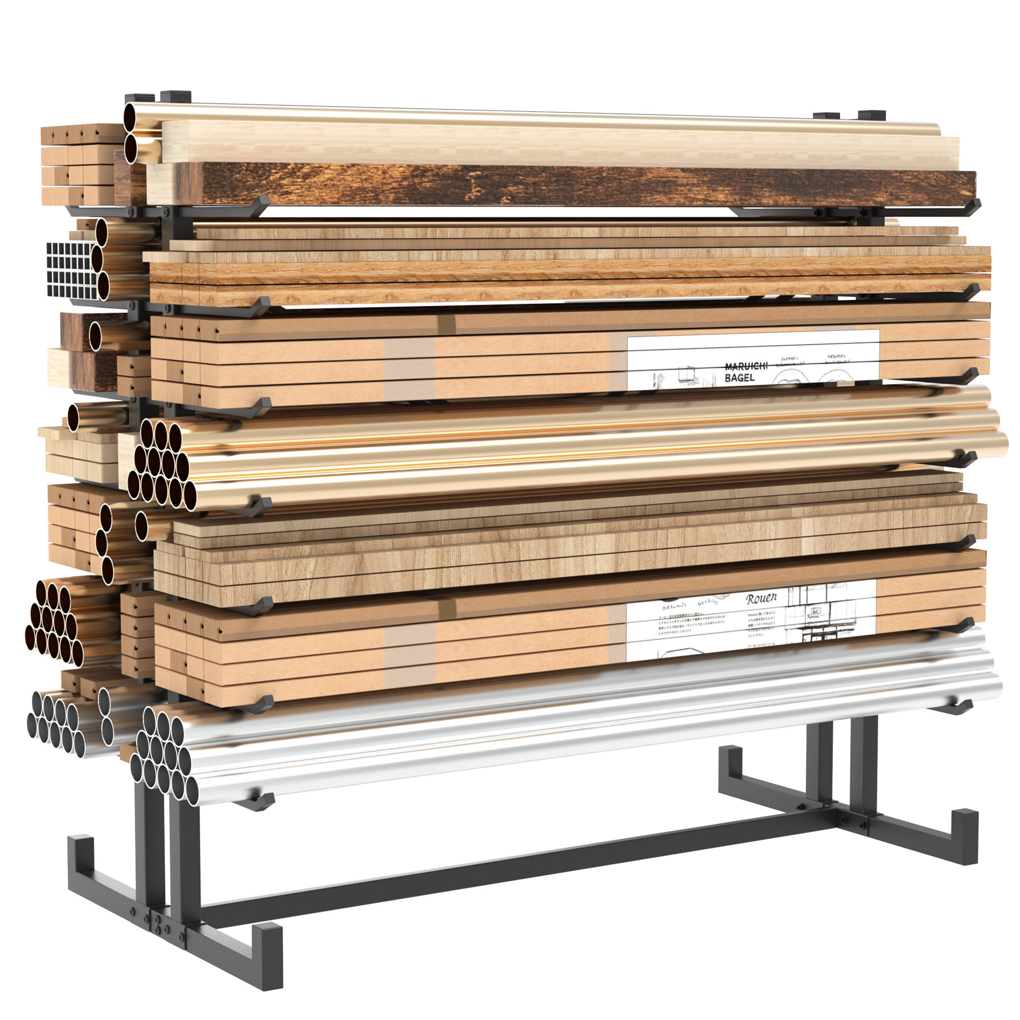 17 Stories 7-Tier Steel Horizontal Storage Rack,Detachable Lumber ...