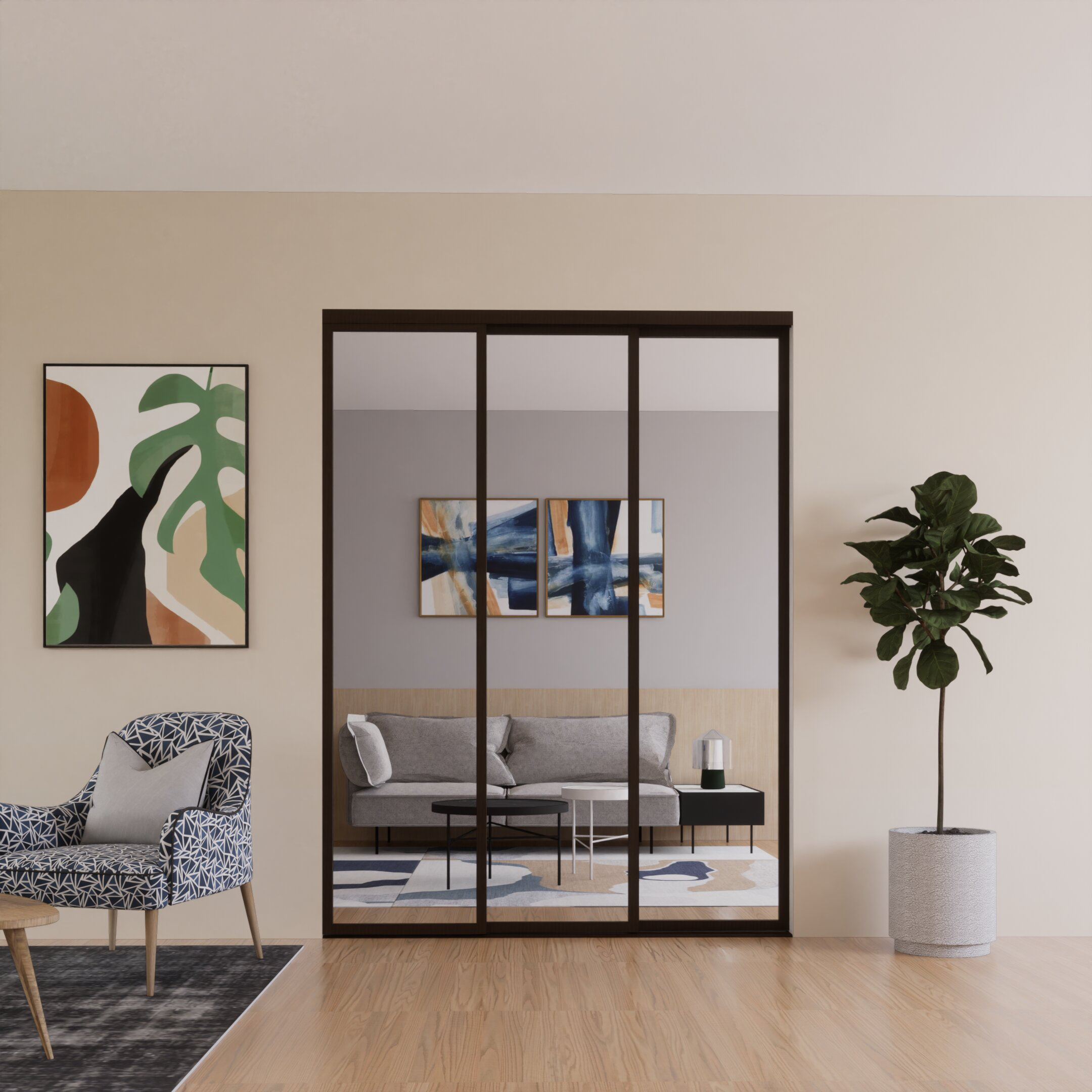 The Sliding Door Company 3 - Panel Clear Glass Sliding Closet Doors ...