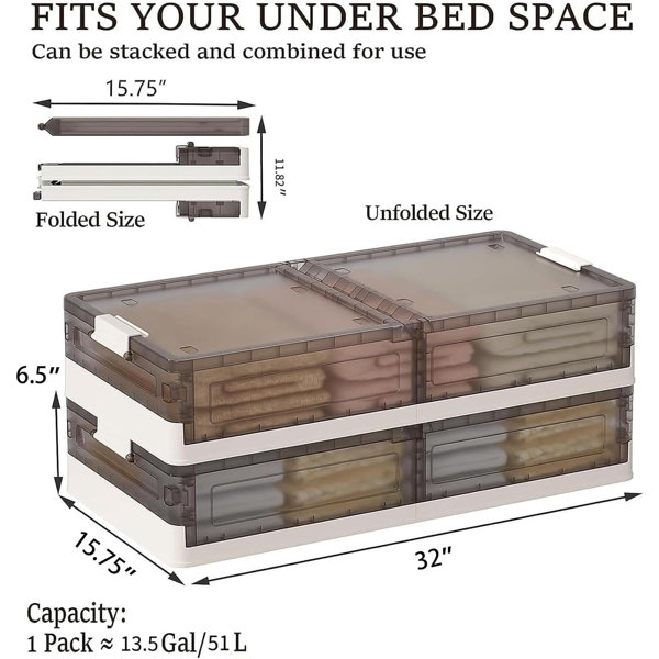 Rebrilliant Under Bed Storage Containers, Stackable Under Bed Rolling ...