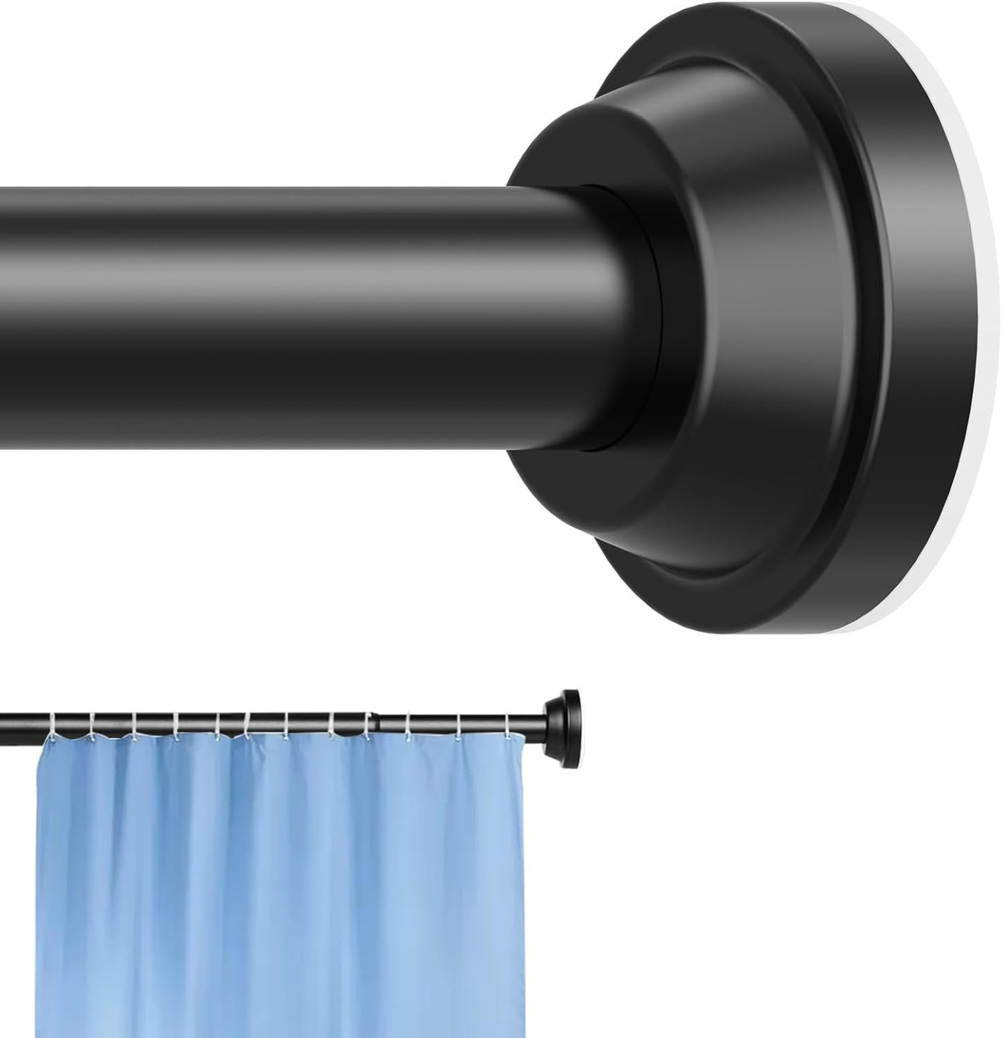 BEFIHO Tringle de rideau de douche réglable à ressort noir mat Tige télescopique en acier ...