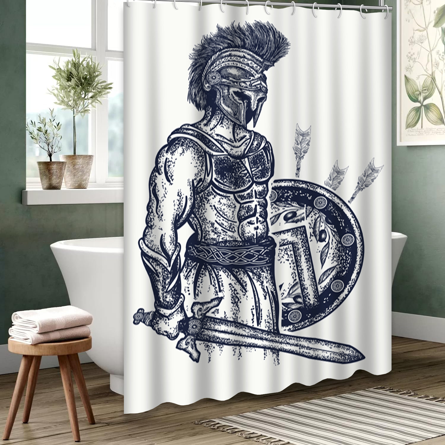 East Urban Home Heroic Blade Waterproof Shower Curtain - Warrior Sword ...
