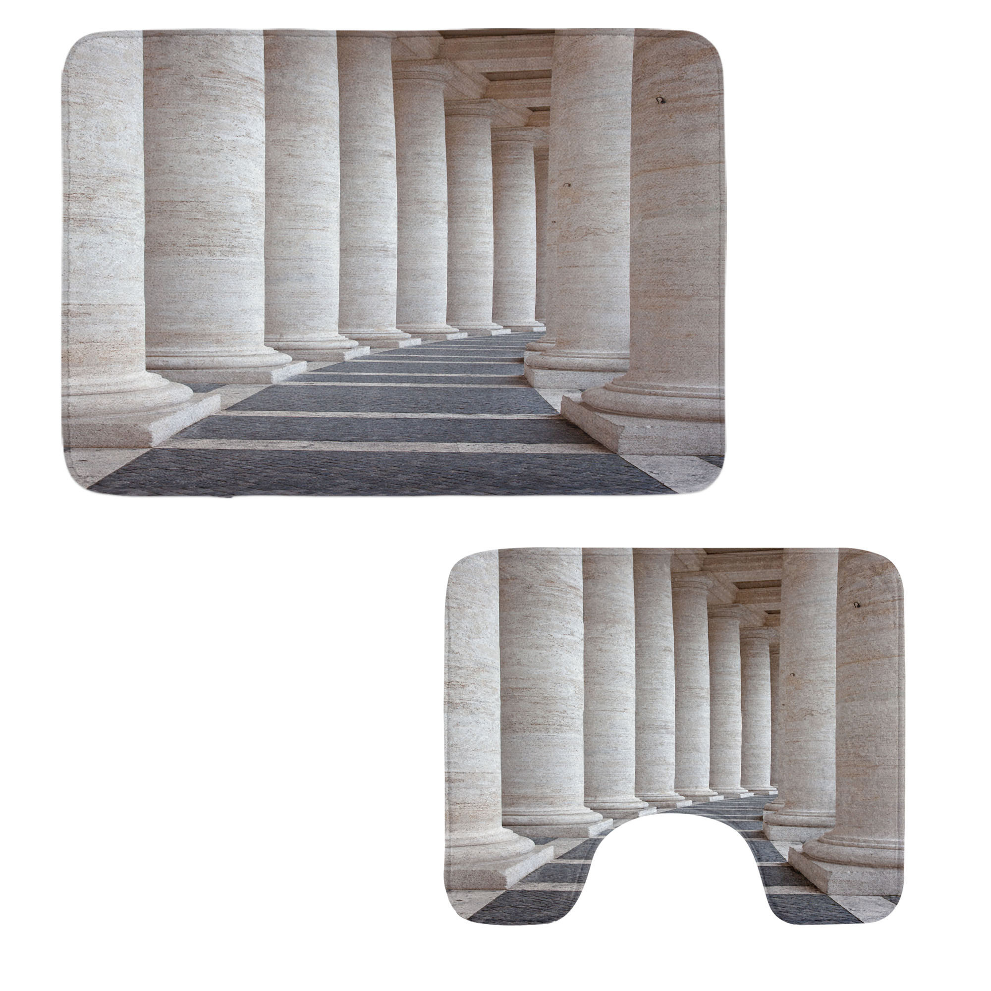 East Urban Home Pillar Bathroom Rug Set 2 Pieces Rectangle & Contour ...