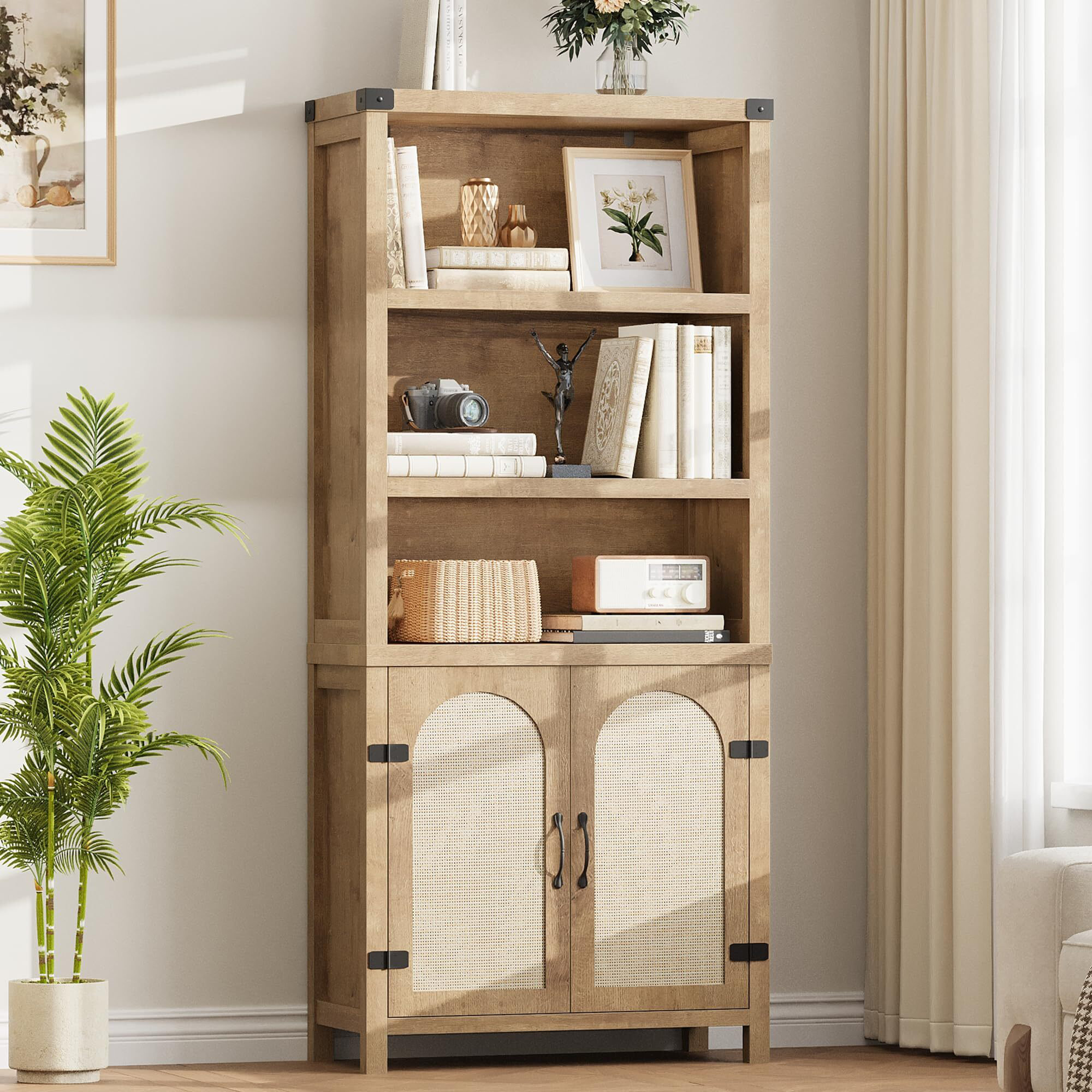 Bayou Breeze Rustic Bookshelves And Bookcases With Doors, Wooden 3 ...