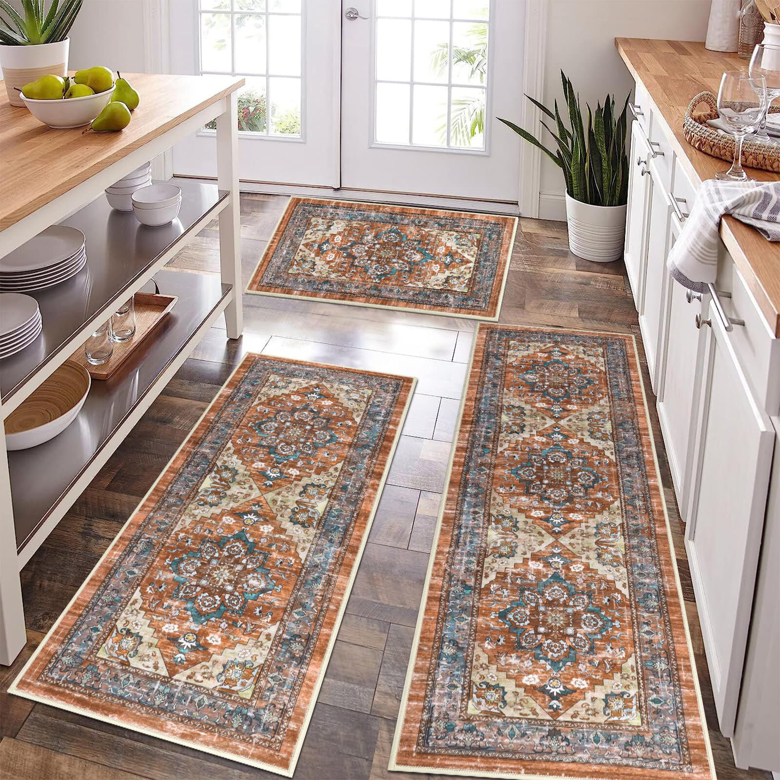 Prep & Savour Farmhouse Kitchen Rugs Sets 3 Piece With Runner | Wayfair