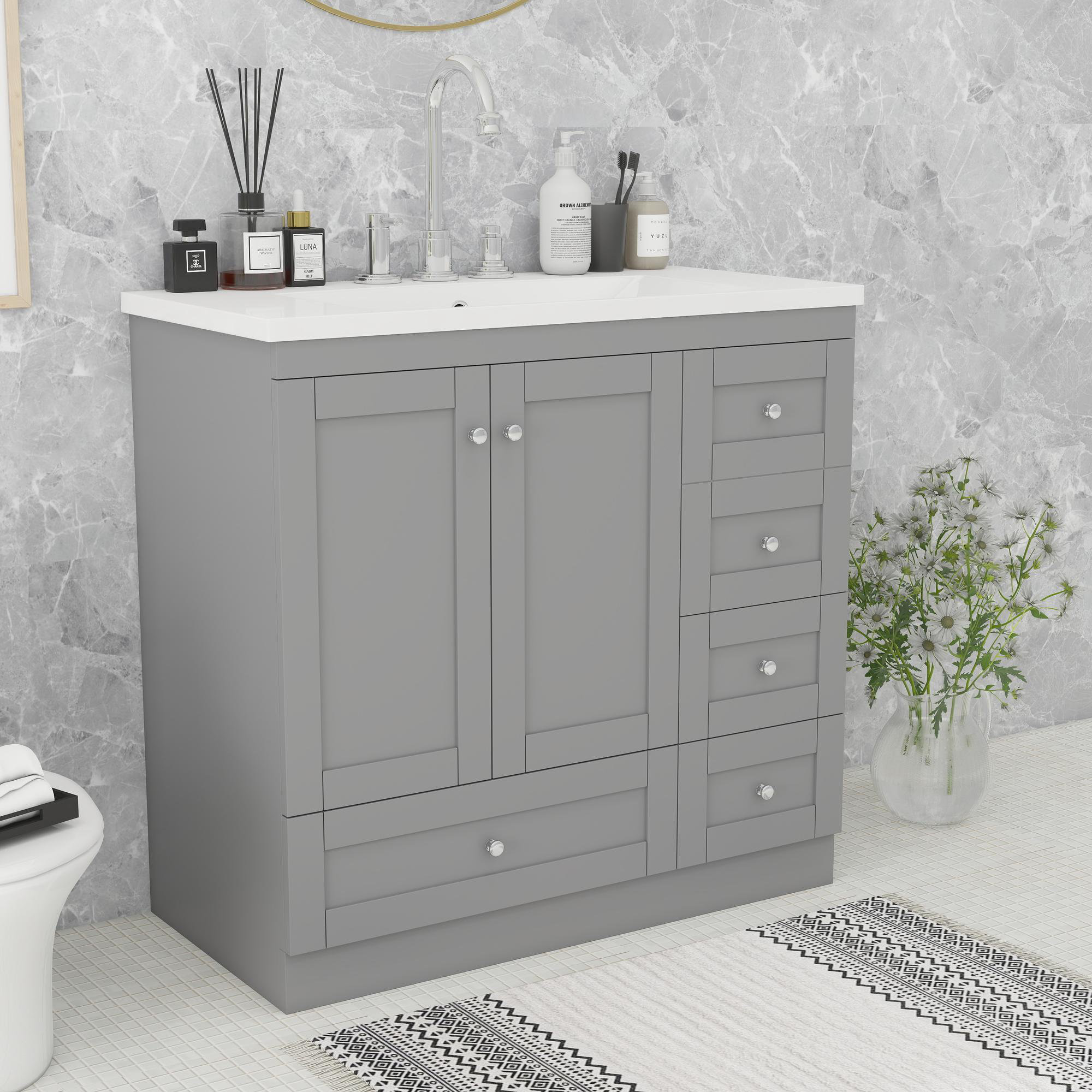 Ebern Designs 36'' Shaker Style Free-Standing Bathroom Vanity Cabinet ...