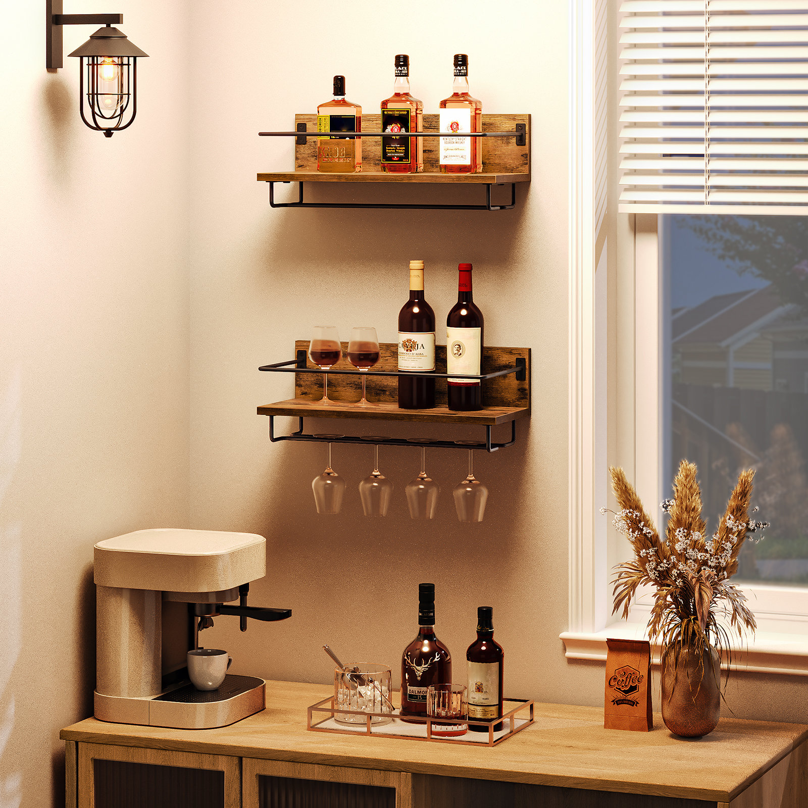 17 Stories Branon Wall Mounted Wine Bottle & Glass Rack & Reviews | Wayfair