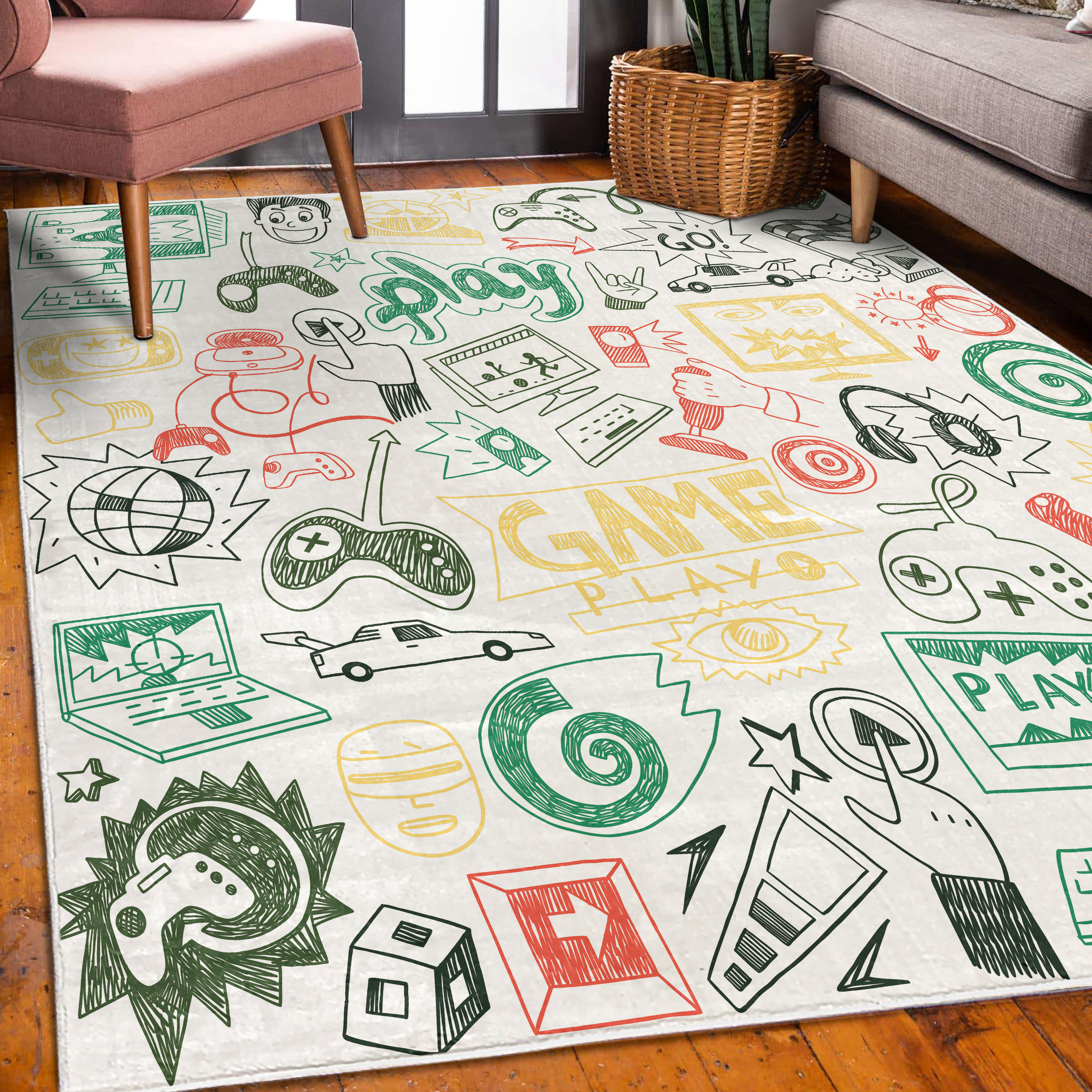 Zoomie Kids Shelburn Video Games High Density Long Fiber Poly Threads ...