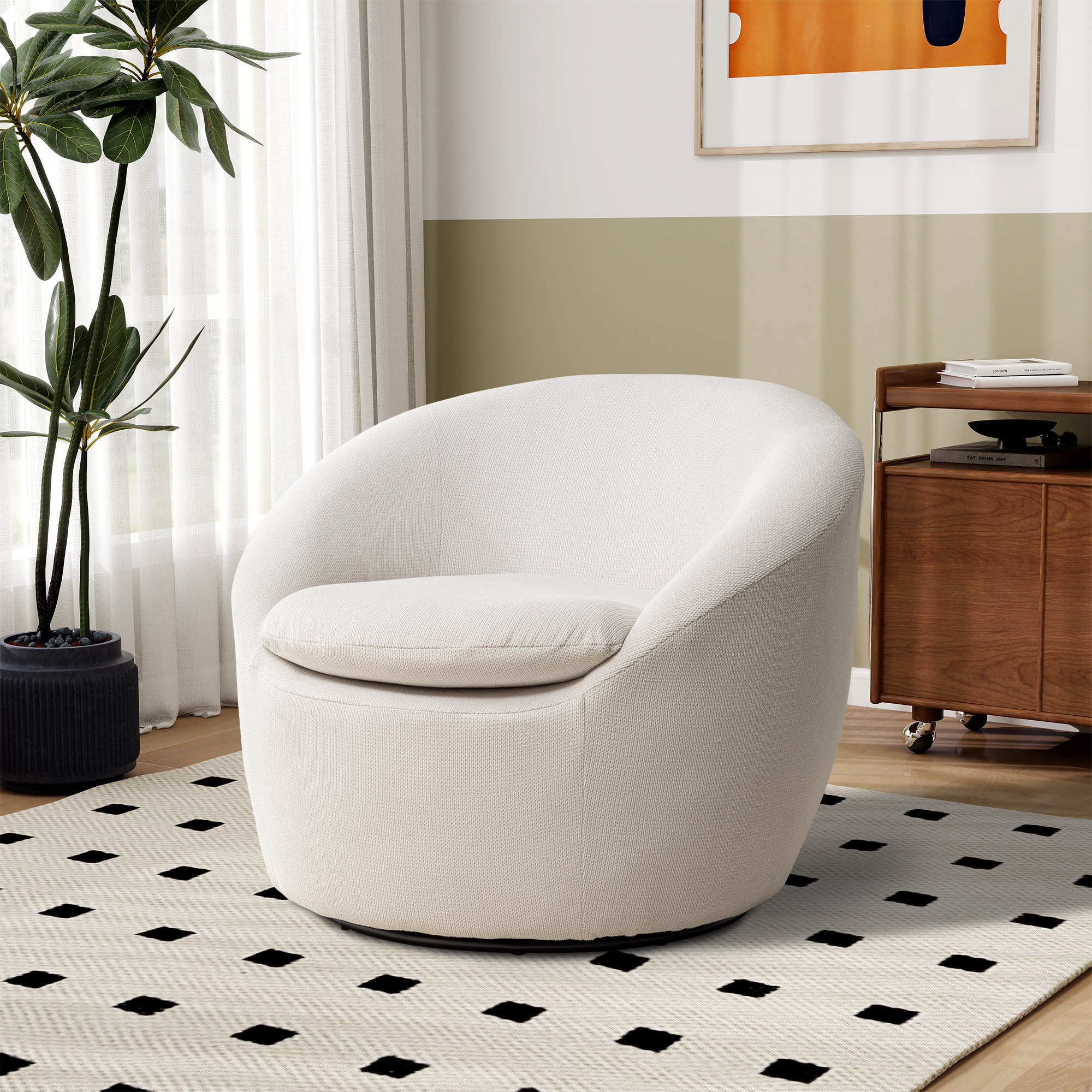 Ivy Bronx 360° Swivel Accent Chair,Modern Barrel Chair | Wayfair