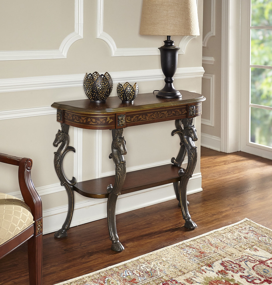 Astoria Grand Berkhamstead 42” Console Table with Ornate Horse Motif ...
