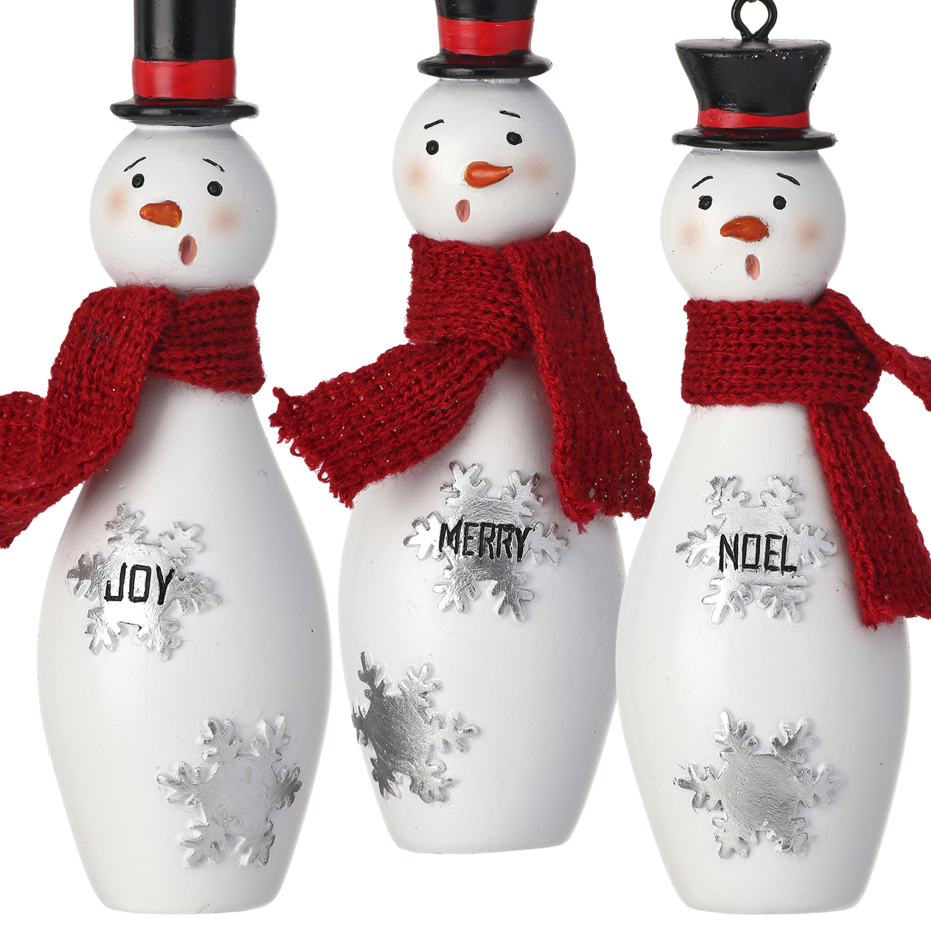 The Holiday Aisle® 5.5" Resin Caroling Snowman Ornament Set of 3 ...