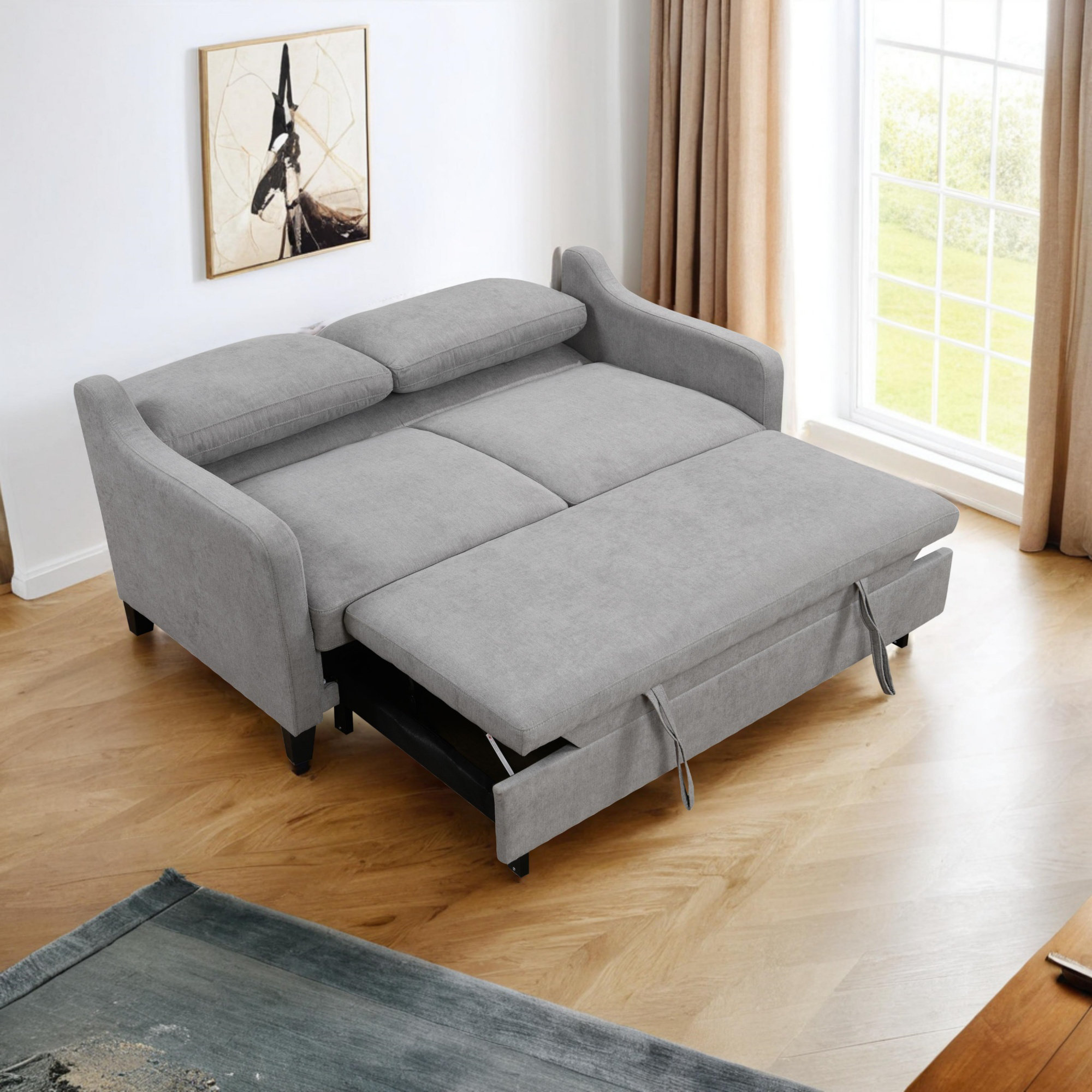 Latitude Run® Zaryab 68.5'' Square Arms Firm Sleeper Sofa 3 in 1 ...