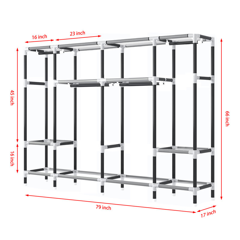 Rebrilliant Portable Closet 79 Inches Portable Wardrobe Closet For ...