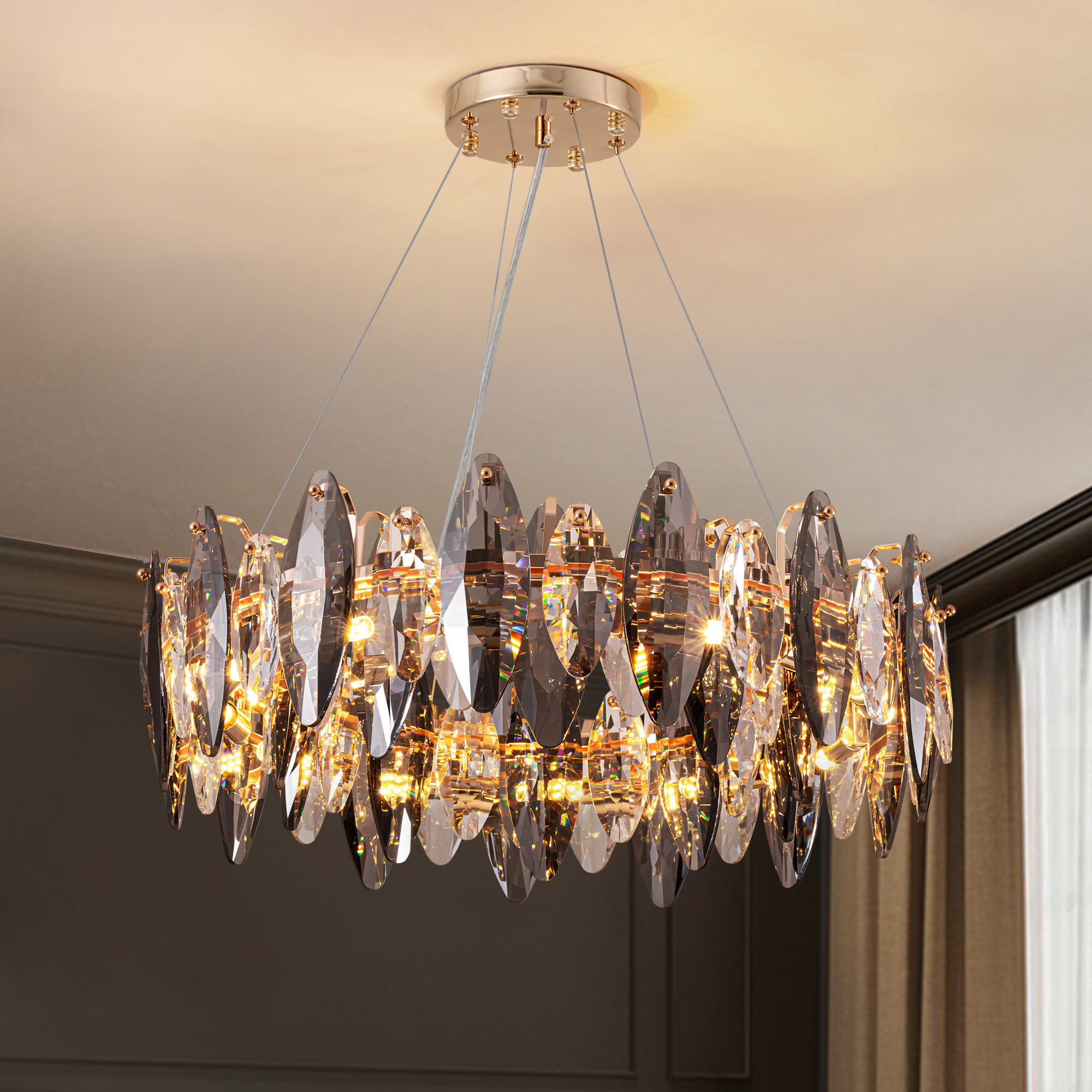 Mercer41 Friedhardt 12-light 24" Luxury Chandeliers, Modern Dimmable ...