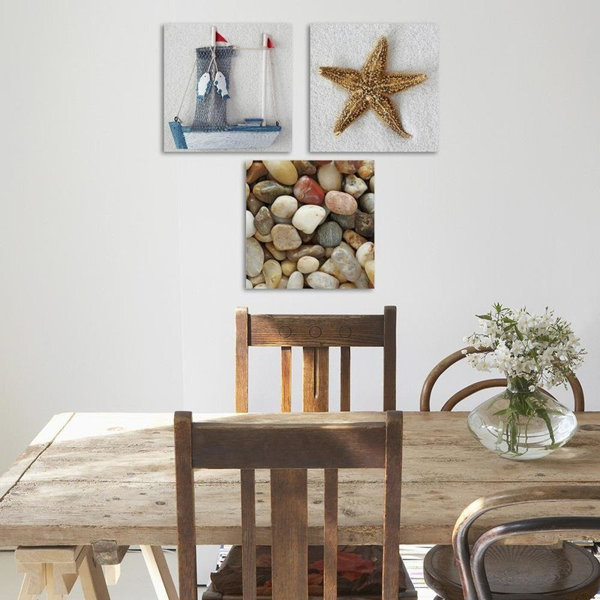 House of Hampton Sea Triptych - 3 Piece Wrapped Canvas Panoramic ...