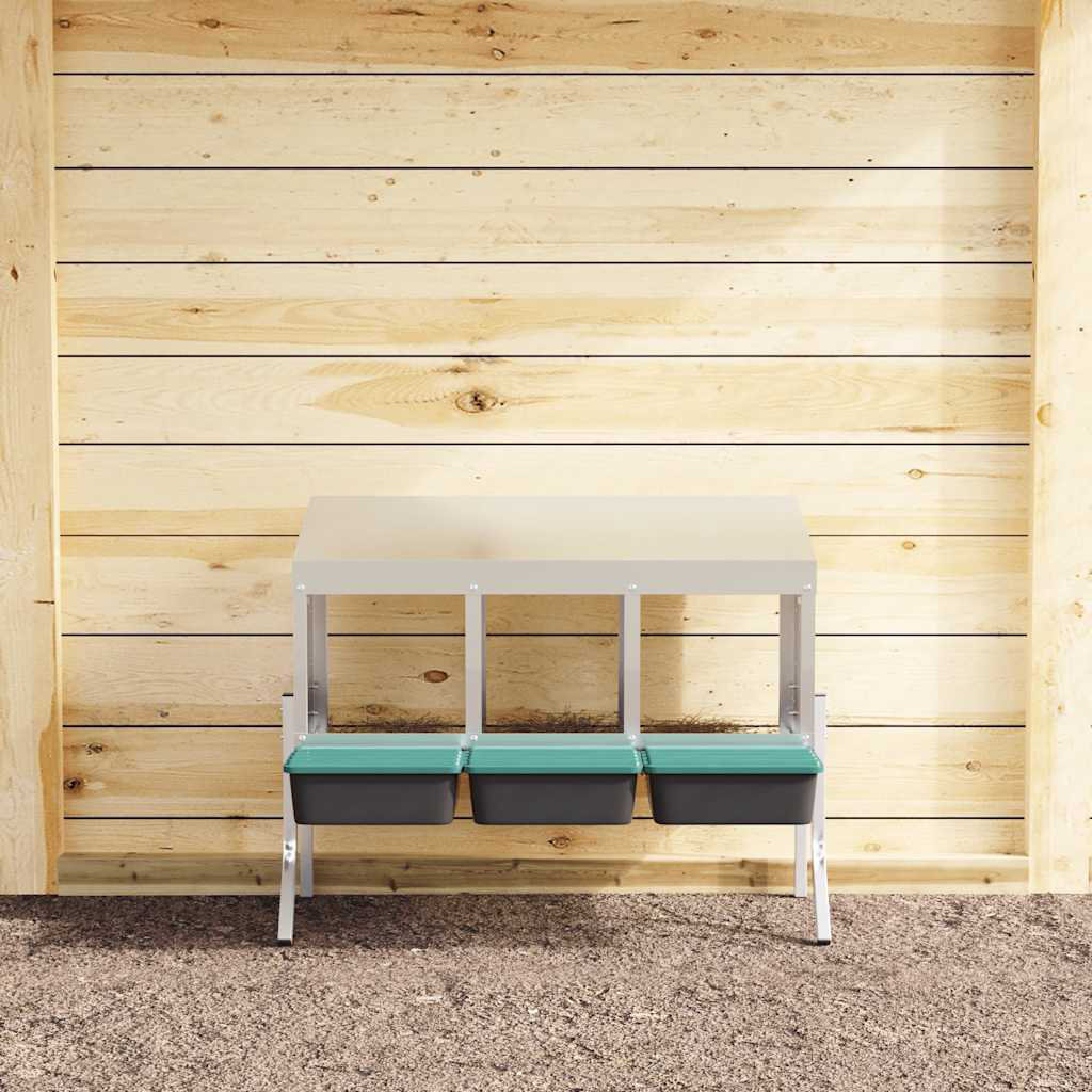 Archie & Oscar Chicken Nesting Box 3 Compartments With Legs Galvanised ...