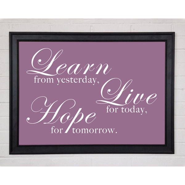 Happy Larry Learn Live Hope Dusty Pink Framed Print 10795 | Wayfair.co.uk