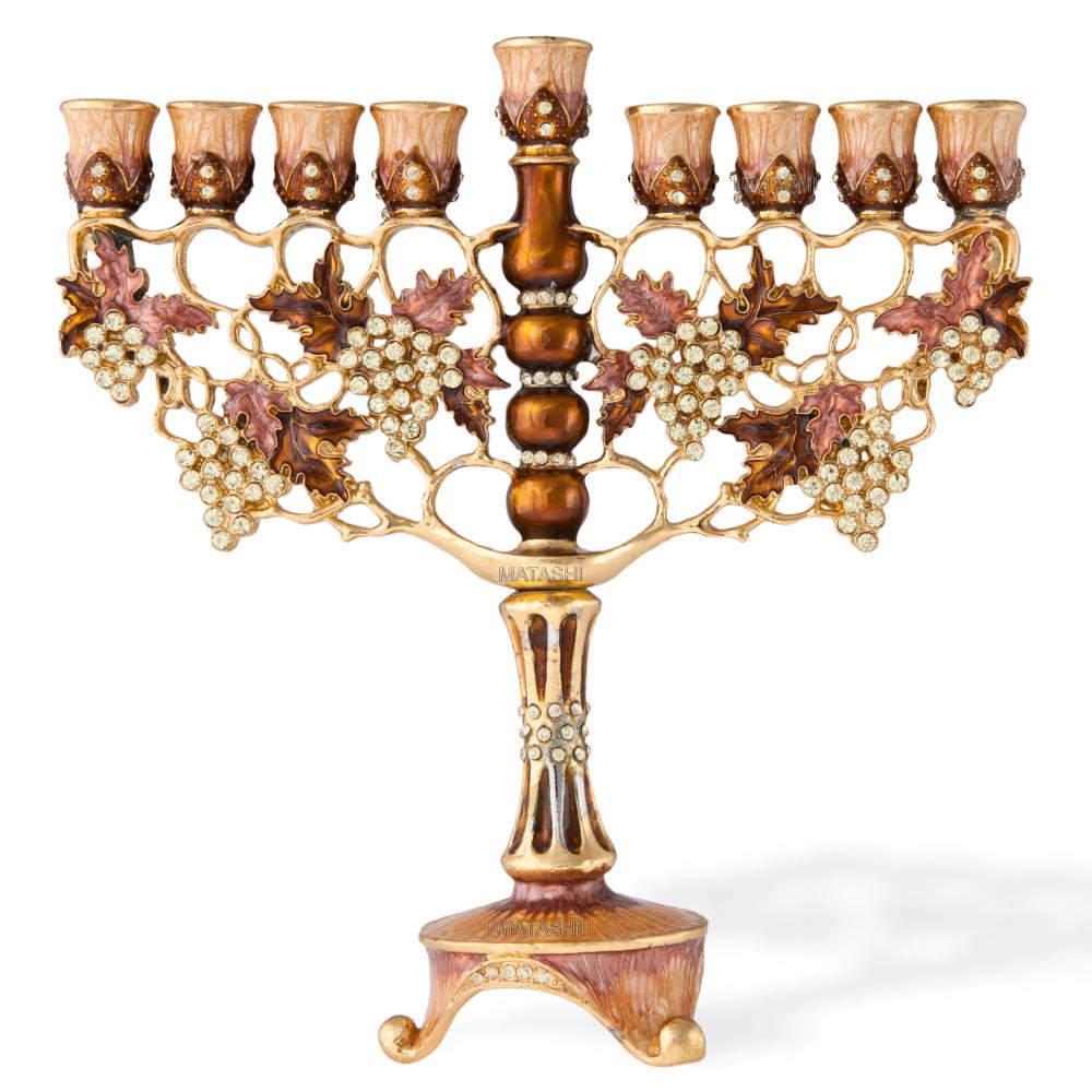 Matashi Crystal 24K Gold Crystals Hand Painted Embellished Menorah ...