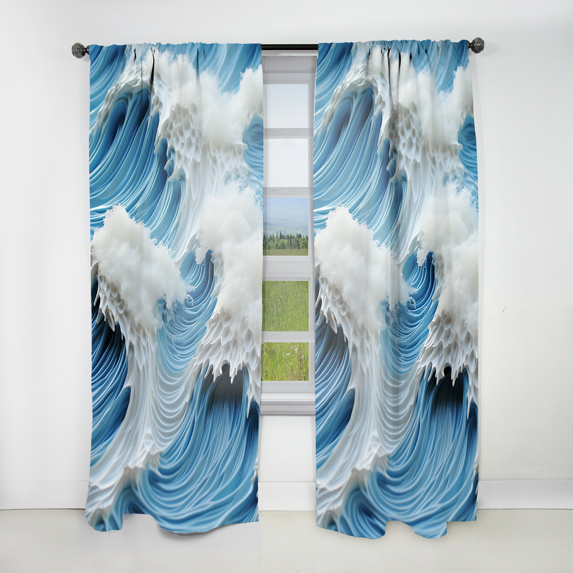 East Urban Home Elsie White And Blue Crashing Waves Collage - Nautical ...