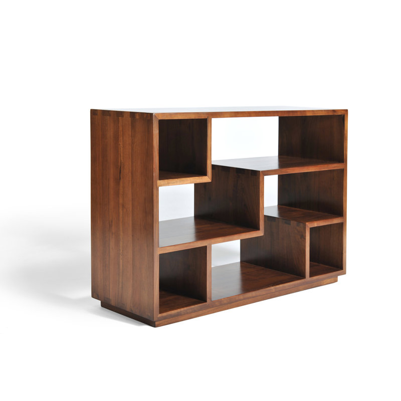 Corrigan Studio® Sahiti 24" H x 33" W Solid Wood Geometric Bookcase ...