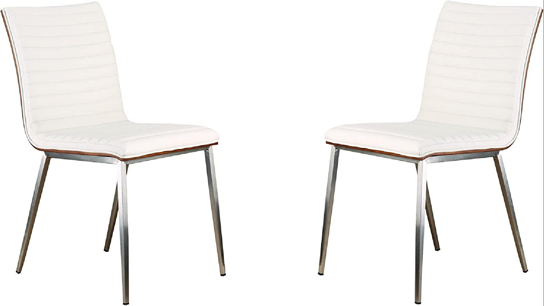 Latitude Run® Upholstered Stainless Steel Parsons Chair in White | Wayfair