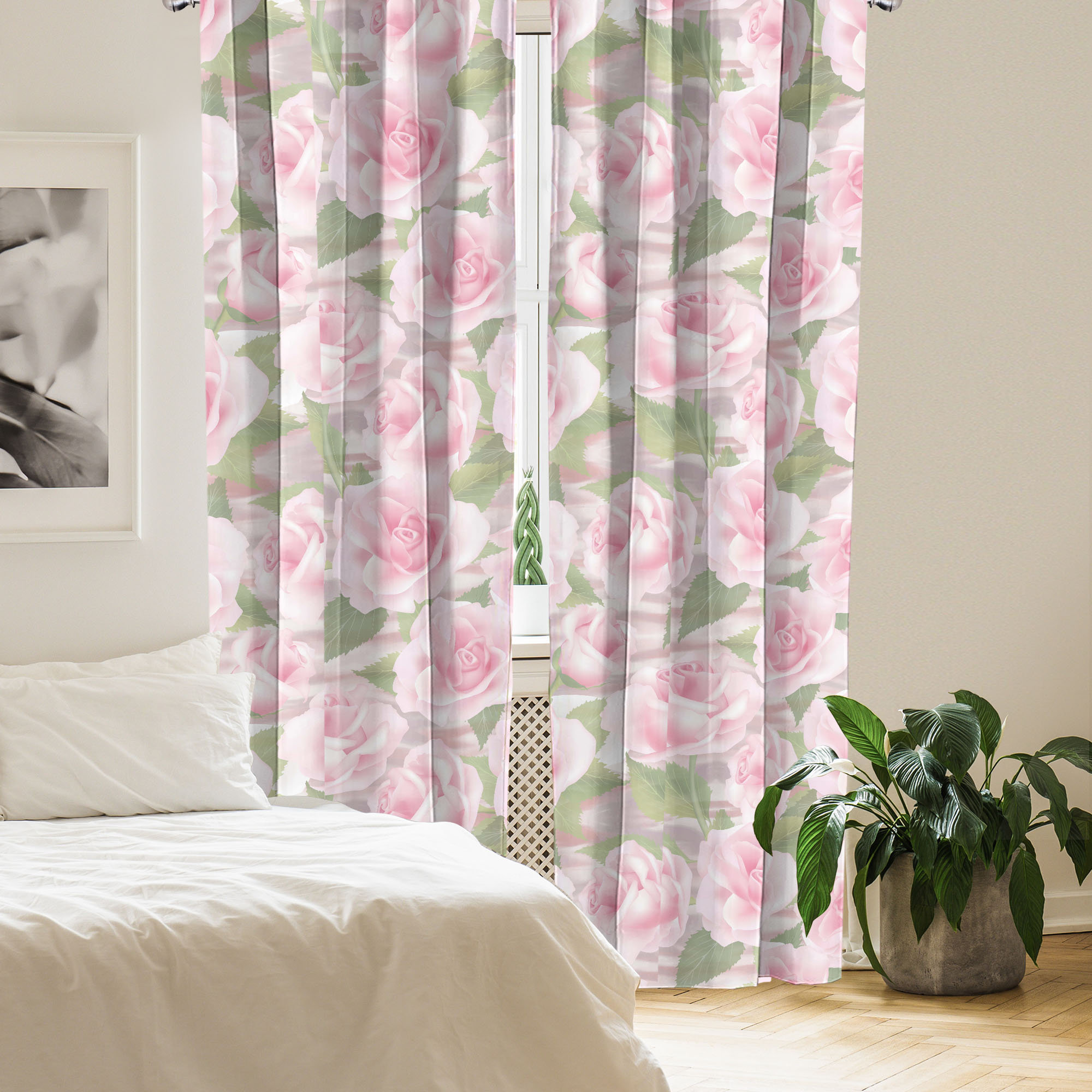 East Urban Home Blooming Roses Curtains Leafy Vintage Flower-425025 ...