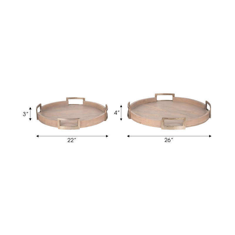 Loon Peak® Kazimirs Maxwell Round Wood Trays - Natural Mango Wood ...
