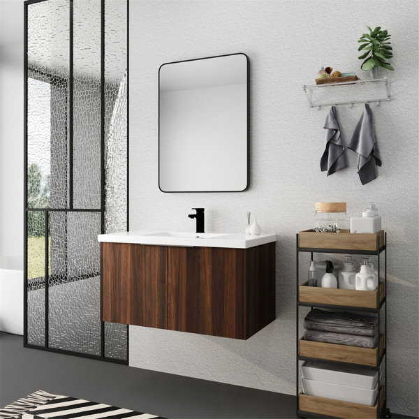 Ebern Designs Ashala 29.5'' Single Bathroom Vanity with Porcelain Top ...