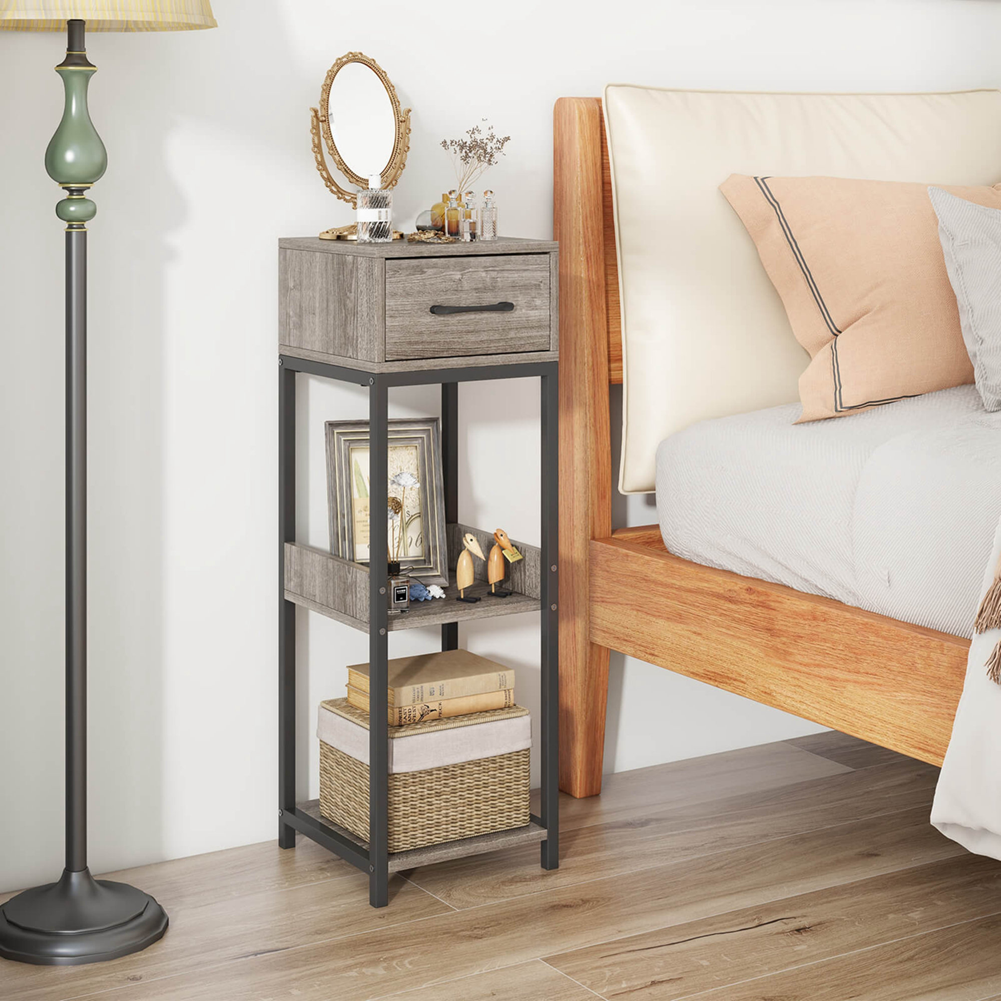 17 Stories 1 Pack 3 Tier Indoor Tall Plant Stand With Drawer Anti ...