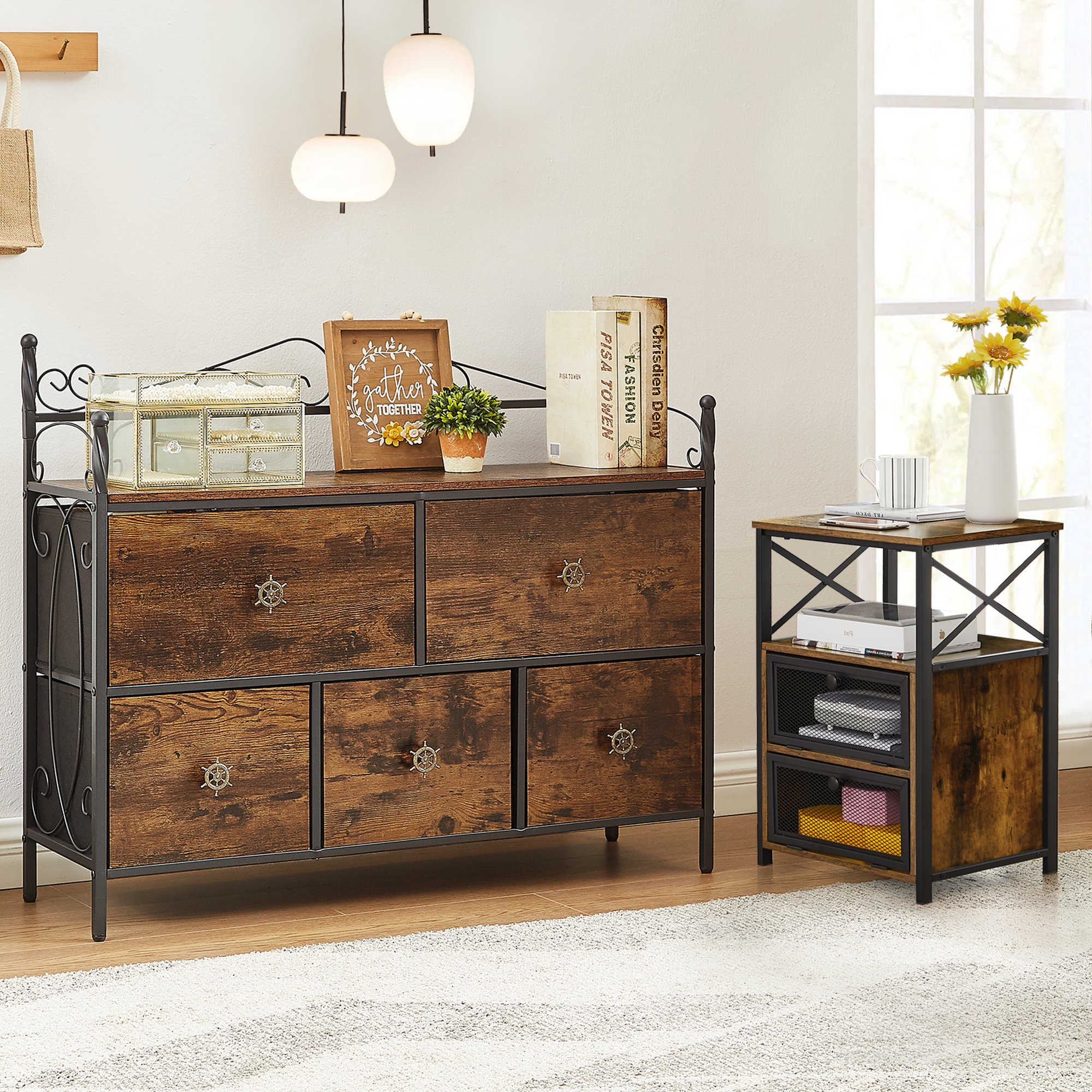 Williston Forge 2 Piece Dresser Set 5 Drawer Dresser And Nightstand Set ...