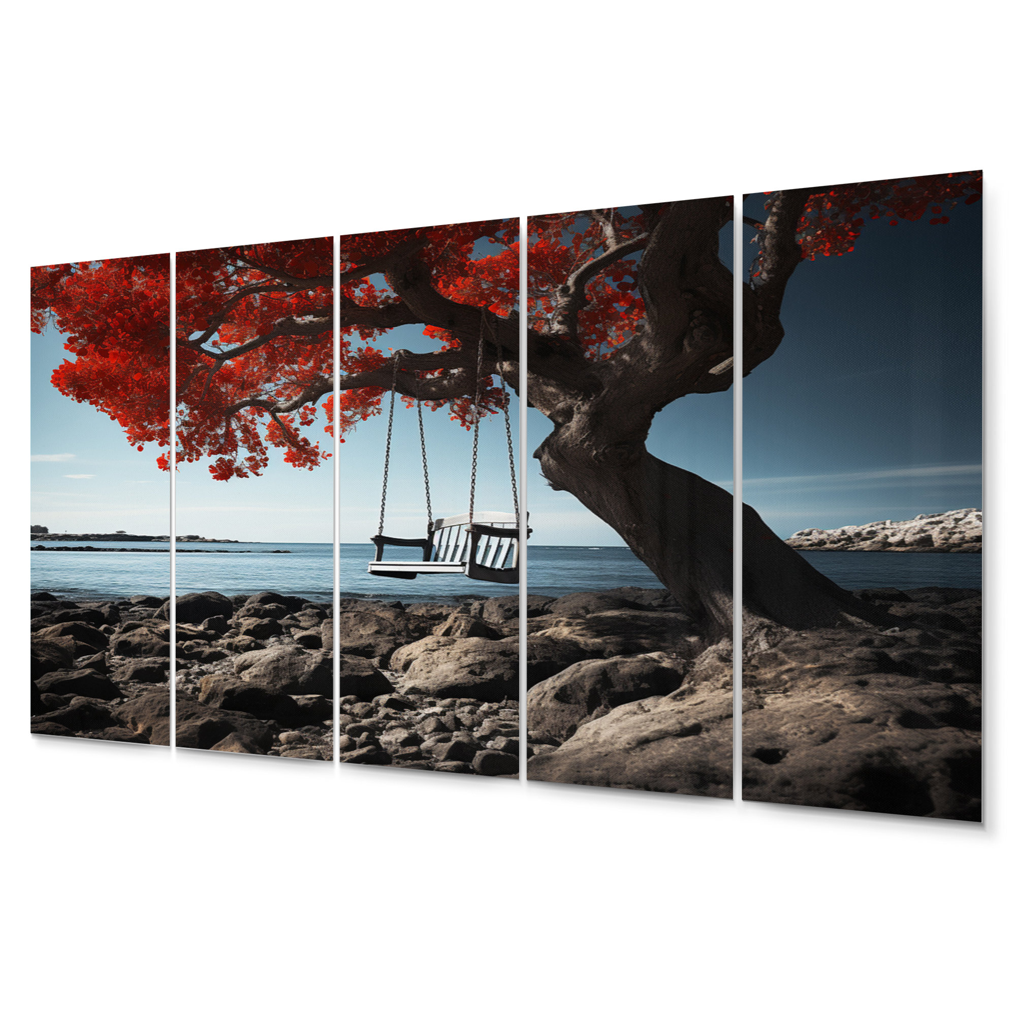 Dovecove Coastal Seaside Swing II - Nautical & Beach Metal Art Print ...
