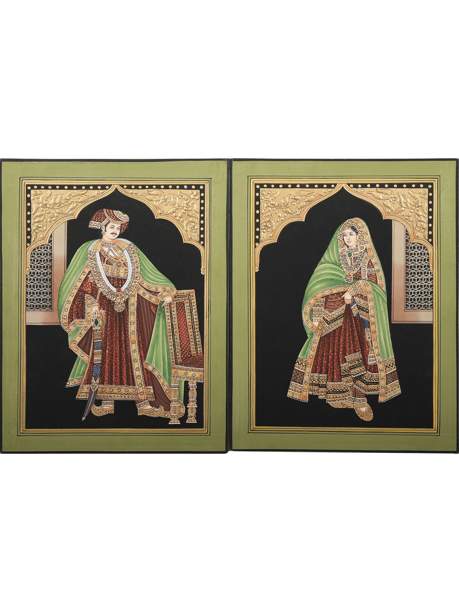 Exotic India Standing Queen And King - Embossed With Inlay Work - Set ...